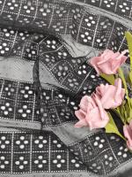 China Black 100% Cotton Lace Fabric Hollow-up Patter Embroidered Pure Lace for sale