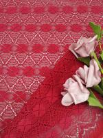 China Red Color Four Leaf Clover Lace Fabric Customized Embroidered Pure Lace Fashion Apparel for sale