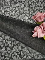China Black Mesh Lace Fabric Hollow-up Patter  Embroidered Pure Lace Custom Floral Lace Fabric for Bridal Designers for sale