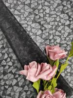 China Black Mesh Lace Fabric Hollow-up Patter  Embroidered Pure Lace Custom Floral Lace Fabric for Bridal Designers for sale