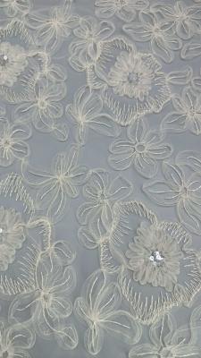 China Sequin Embroideded Fabric Hollow-up Patter Custom Floral Lace Fabric for Bridal Dresses for sale