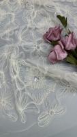 China Sequin Embroideded Fabric Hollow-up Patter Custom Floral Lace Fabric for Bridal Dresses for sale