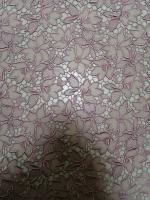 China Pink Floral Laser Cut 125CM Embroidered Lace Fabric For Women's Garment for sale