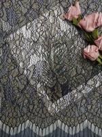 China Eyelash Metallic Lurex Scallop Edge Lace Fabric For Lady Dress Garment for sale