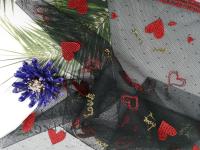 China Red Tulle Mesh Eco Friendly 49 Inch Colored Embroidery Fabric for sale