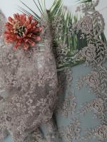 China 49 Inch Pink 3D Floral Soft Tulle Mesh Fabric for sale
