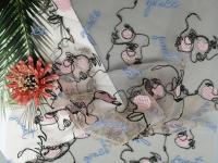 China Multi Colored Embroidered Tulle Mesh Fabric With Letters for sale