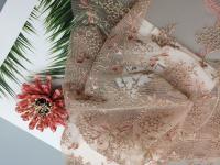 China Small Floral Tulle Mesh Colored Embroidered Lace Fabric By The Yard for sale