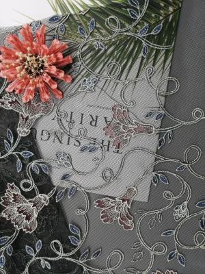 China Female Dresses Floral Embroidered Lace Fabric For Lady Garment for sale