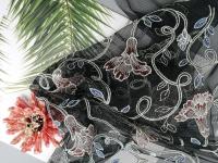 China Female Dresses Floral Embroidered Lace Fabric For Lady Garment for sale