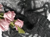 China Tulle Mesh Embroidery Black Flower Applique Lace Fabric for sale