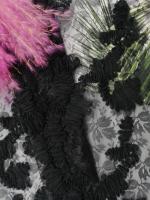 China Black Floral Lace Applique Embroidery Fabric Evening Dress Fabric for sale