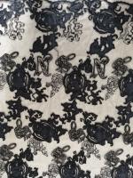 China Black Laser Cut Applique Embroidery Fabric Embroidered Lace Fabric for sale
