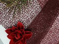 China Bedding Articles Mesh Embroidered Wine Red Polka Dot Tulle Fabric for sale