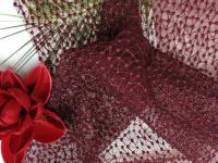 China Bedding Articles Mesh Embroidered Wine Red Polka Dot Tulle Fabric for sale