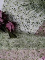 China Mesh Green Dot Embroidered Tulle Lace Fabric For Bedding Article for sale