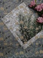 China Recycled 142CM 2 Colors Tone Green Corded Lace Fabric for sale
