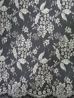 China Tone - Tone White Black French Chantilly Floral Apparel Fabric for sale