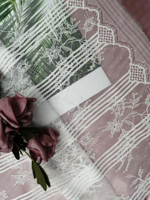 China Scallop Polyester White Eyelash Lace Trim Fabric For Bridal Dress for sale