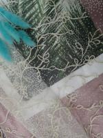 China Polka Dot Embroidery Flocking Flocked Mesh Fabric Floral Lace for sale