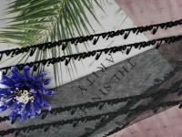 China Home Textile Black Letter Tulle Flocked Mesh Fabric for sale