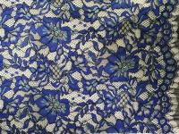 China 100 Yards Blue Eyelash Corded Lace Fabric Home Textile Fabric Scallop Edge Mesh for sale