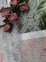 China Grey 100% Nylon Eyelash Scallop Lace 3D Floral Lace Fabric for sale