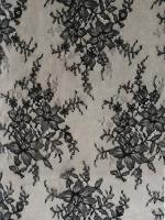 China Black Floral Lightweight French Chantilly Lace Fabric for sale