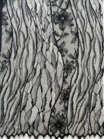 China Black Lurex Metallic Flower Line French Chantilly Lace Fabric for sale