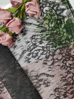 China Flower Black French Chantilly Lace Fabric Home Textile Curtain Lace for sale