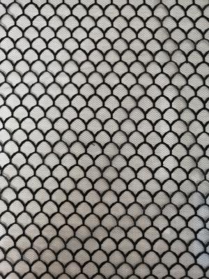 China Fish Scales Pattern Black Soft Tulle Mesh Fabric for sale