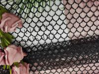 China Fish Scales Pattern Black Soft Tulle Mesh Fabric for sale