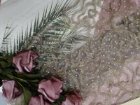 China Khaki Applique Embroidery Fabric for sale