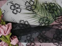 China Black Letter Floral Embroidered Lace Fabric for sale