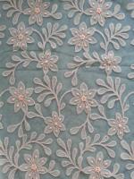 China Laser Cut 3D Flower Applique Fabric Lace Scarf Fabric for sale