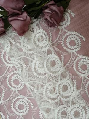 China 100 yards White Embroidered Lace matte polyester fabric for sale