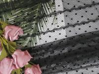 China 100 Yards Tulle Lace Flocked Embroidery Mesh Fabric for sale