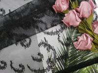China 100 Yards 125CM Tulle Mesh Crochet Black Embroidered Lace Fabric for sale