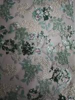 China Lady Dress AZO Free Green Floral Sequin Embroidered Fabric for sale