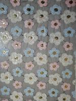 China Floral Embroidered Sequin Lace Fabric for sale
