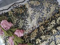 China 125CM Party Black Embroidered Sequin Mesh Fabric for sale