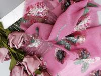 China 100% Silk Allover Colored Embroidered Floral Sequin Fabric for sale