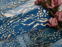 China Party Blue Metallic Tulle Mesh Foil Printed Fabric for sale