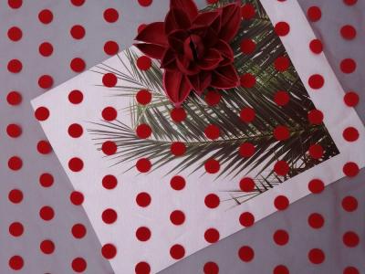China Red Large Polka Dot Tulle Flocked Mesh Fabric for sale