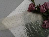 China 100 Yards Ivory Base Yellow Dot Tulle Flocked Mesh Fabric for sale