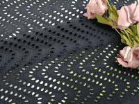 China Black Embroidered Eyelet Fabric 100% Cotton Lace Fabric For Dresses for sale