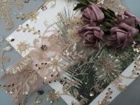 China Pink Floral Sequin Party Beaded Embroidery Fabric For Wedding Dress for sale