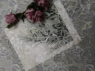 China 60 Yards Lurex Metallic Ivory White Sequin Lace Fabric for sale