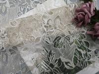 China 60 Yards Lurex Metallic Ivory White Sequin Lace Fabric for sale