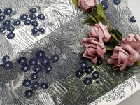 China 60 Yards Navy 3D Floral Embroidery Crochet Lace Fabric for sale